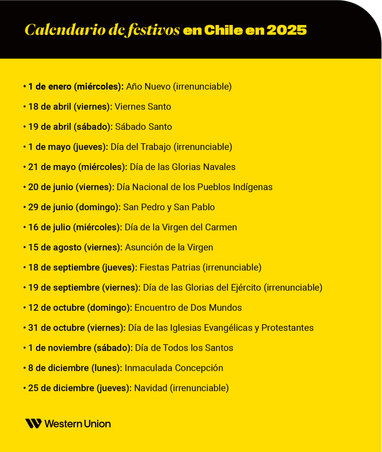 Días festivos en Chile: ¿qué son y cómo aprovecharlas? | Western Union ...