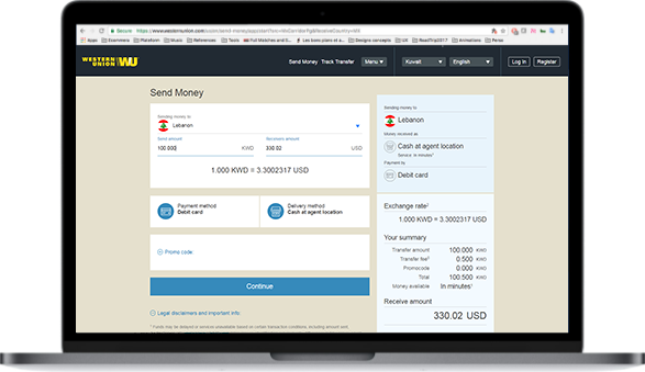 Send money online to Lebanon from Kuwait | Western Union